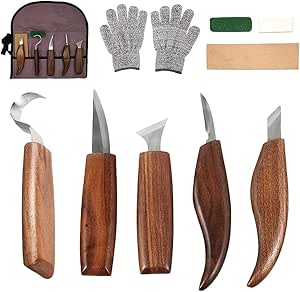 Set di utensili da intaglio in legno, con pietre abrasive, 10 pezzi ...