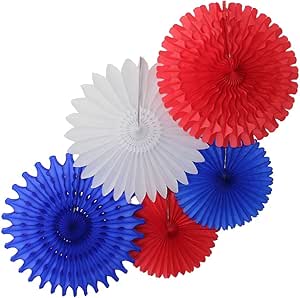 Amazon.com: 5-Piece Tissue Paper Fans, Red White Blue Party