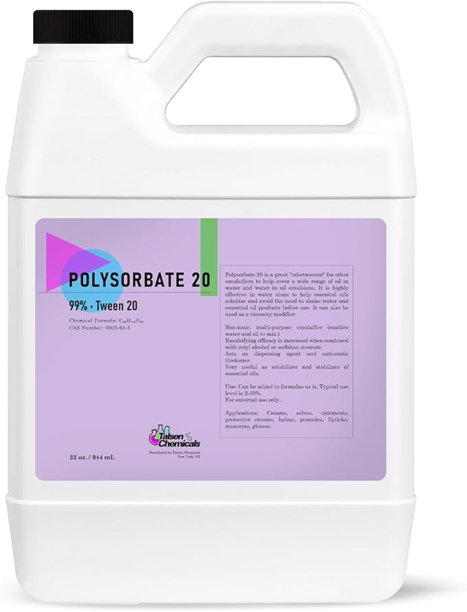 Amazon.com : Polysorbate 20 Cosmetic Grade (946 mL / 32 Ounce) Liquid ...