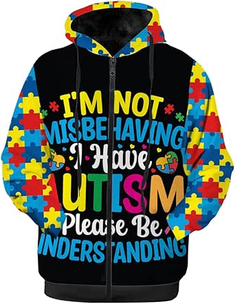 Amazon.com: smvith Autism Fleece Jacket Women Men Winter Coats Full Zip ...