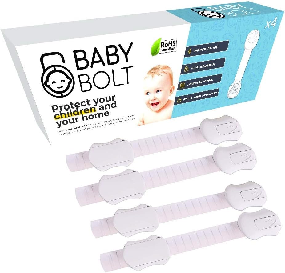 Baby Bolt Child Safety Cupboard Locks - White - 4 Pack : Amazon.co.uk ...