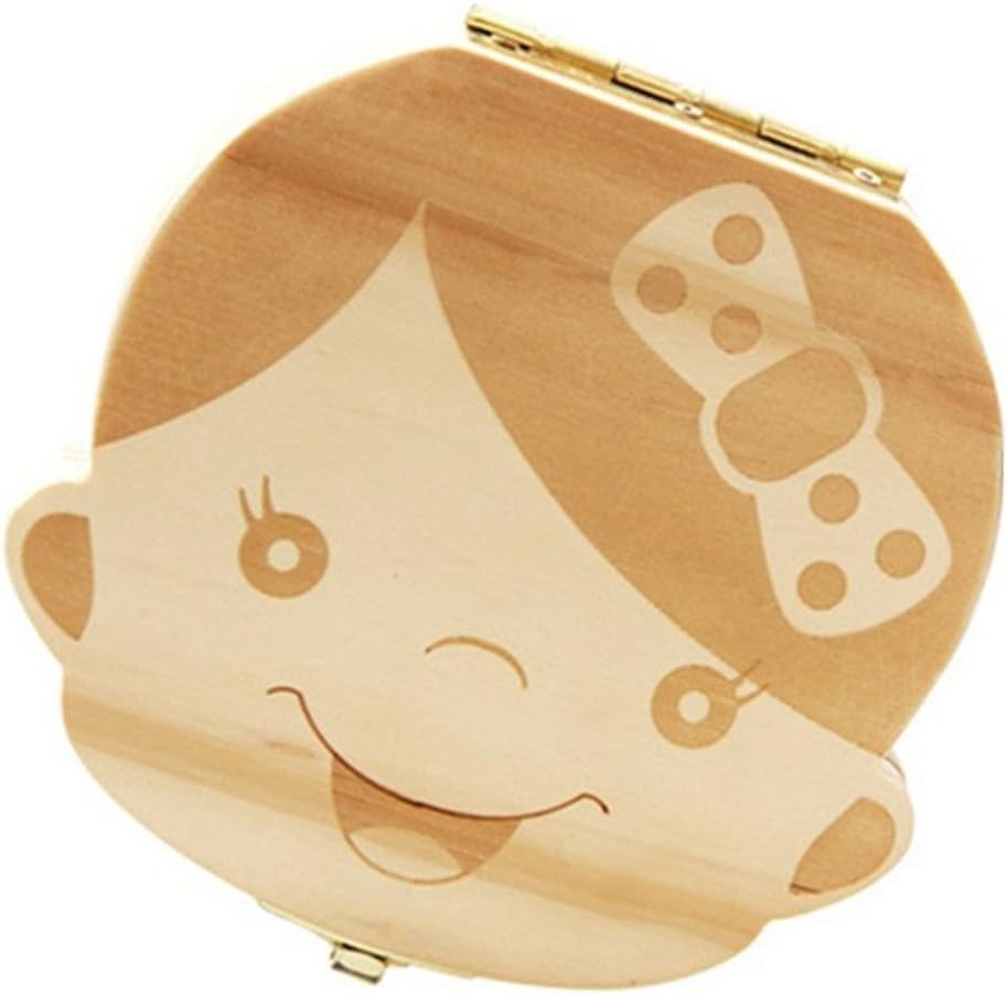 Baby Tooth Box - Wooden Kids Keepsake Organizer Gift for Baby Teeth ...