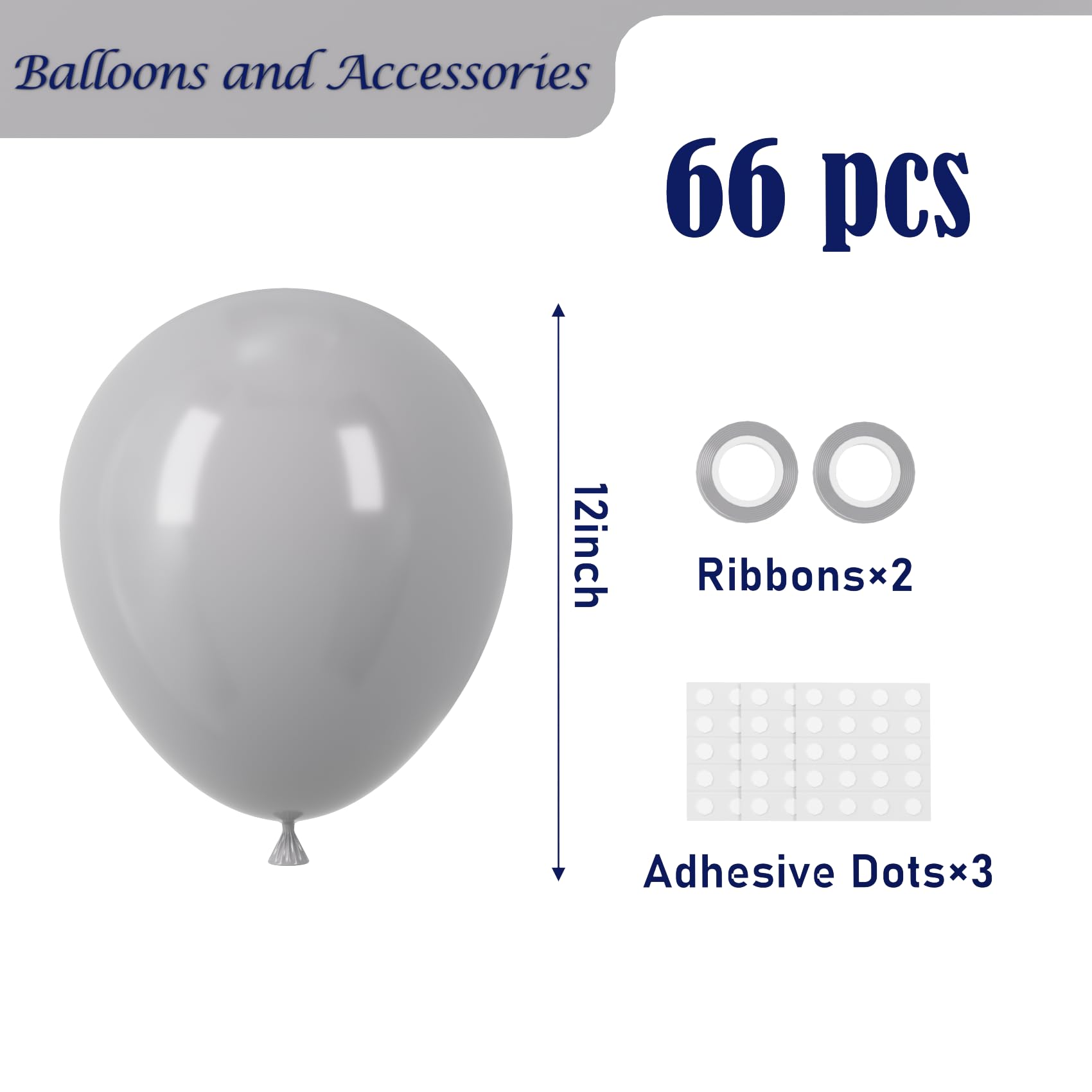 Snapklik.com : Gray Balloons, 66pack 12inch Grey Latex Party Balloons ...