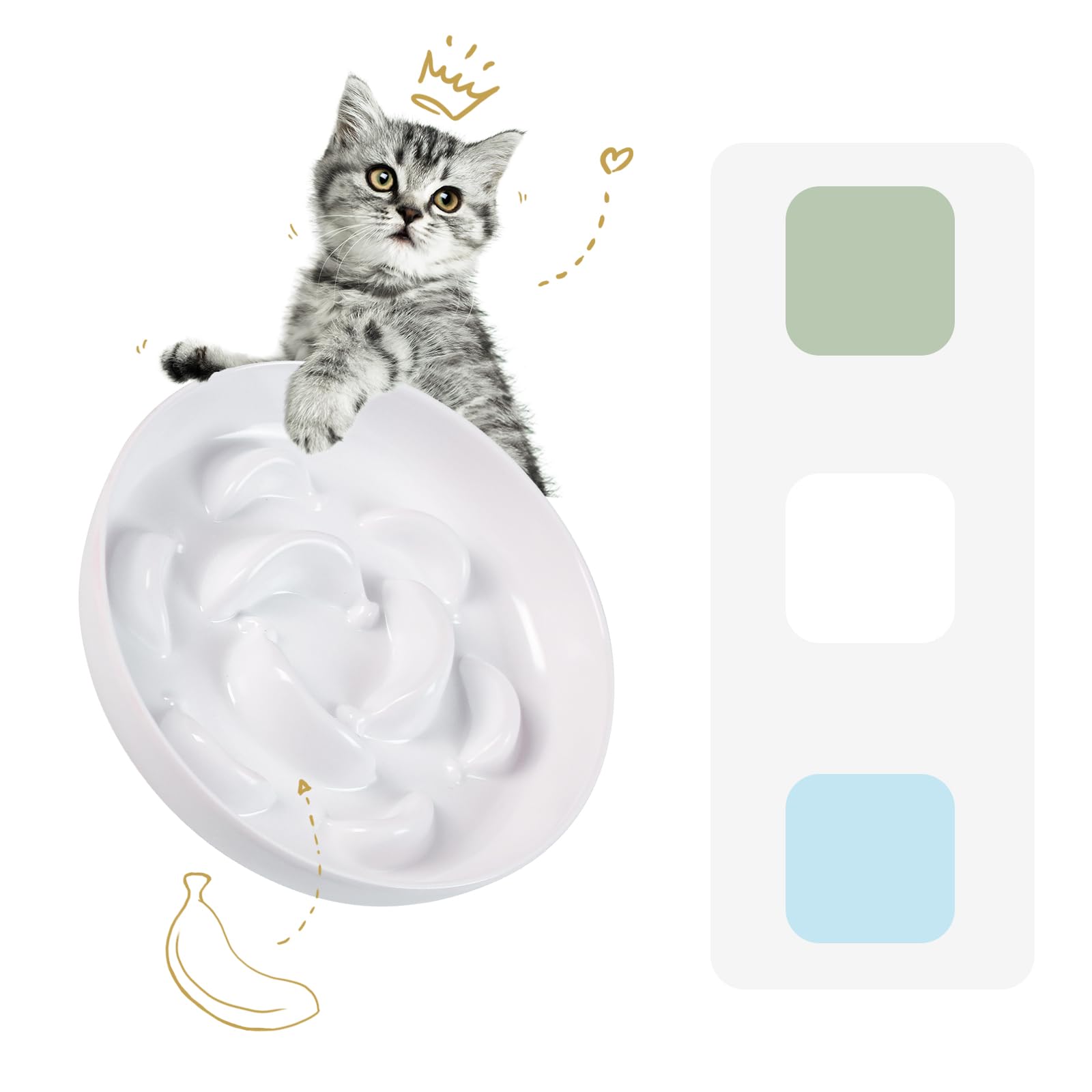 Amazon.com : Cat Slow Feeder Bowl Melamine - Pastel Series Slow Feeding ...