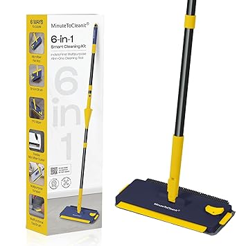 MinuteToCleanIt 6-in-1 Floor Cleaning Kit – Microfiber Mop with Wiper ...