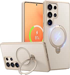 Amazon.com: TORRAS 360° Spin Magnetic Stand for Samsung Galaxy S25 Ultra Case Beige Gold, Fit ...