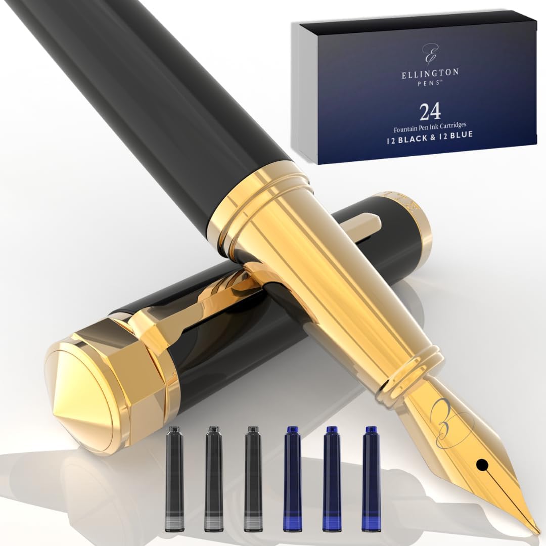 Amazon.com : Ellington Pens Luxury Fountain Pen & 24 Pack Ink Cartridge ...