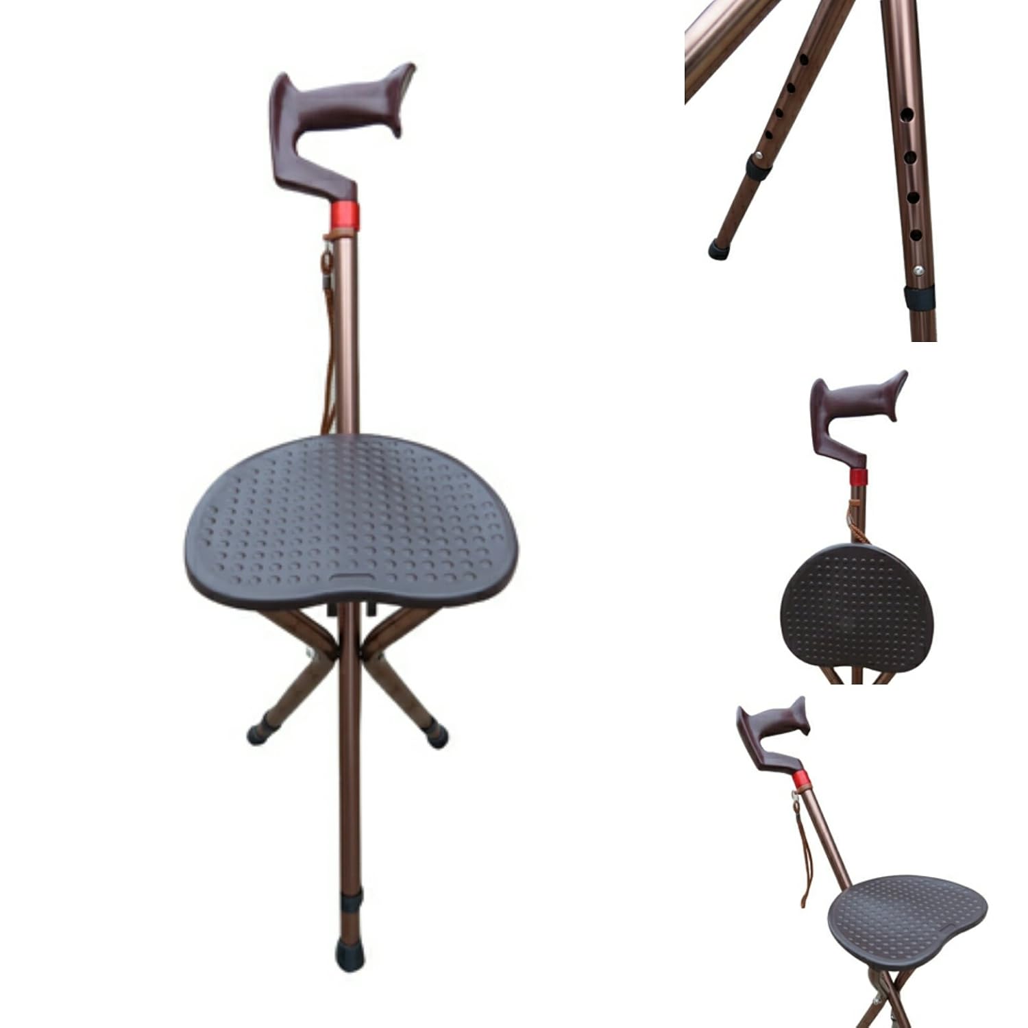 Amaze Adjustable Height Walking Stick with Folding Chair Old Man ...