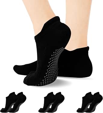 Minmex Non Slip Grip Socks 3 Pairs Yoga Socks Unisex for Pilates ...