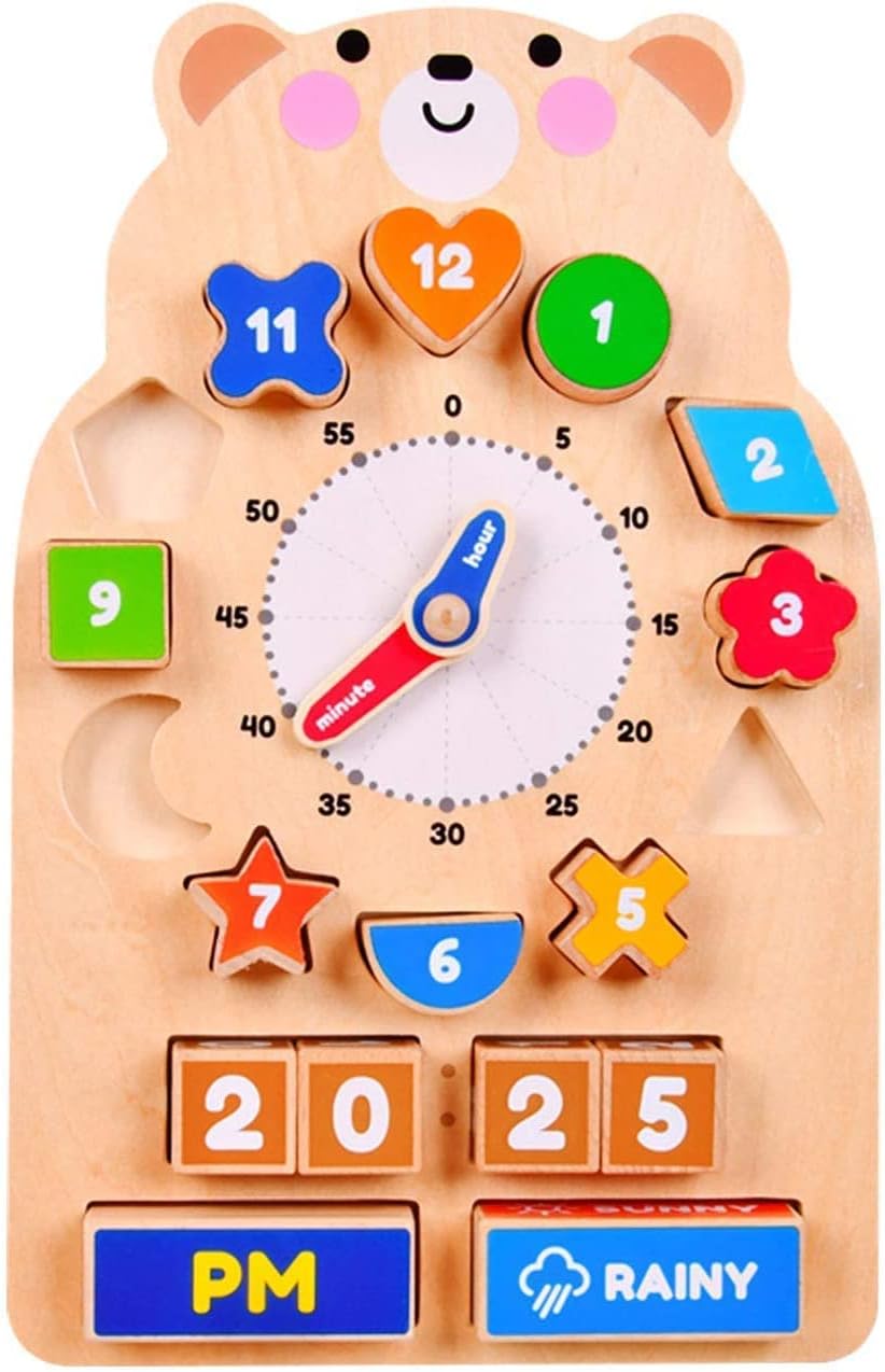 Teaching Clock Shape Sorter - Learning to Tell Time Calendar for Kids ...