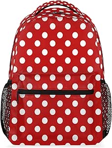 Amazon.com: Red and White Dots Backpack for Girls Boys Kids 16inch ...