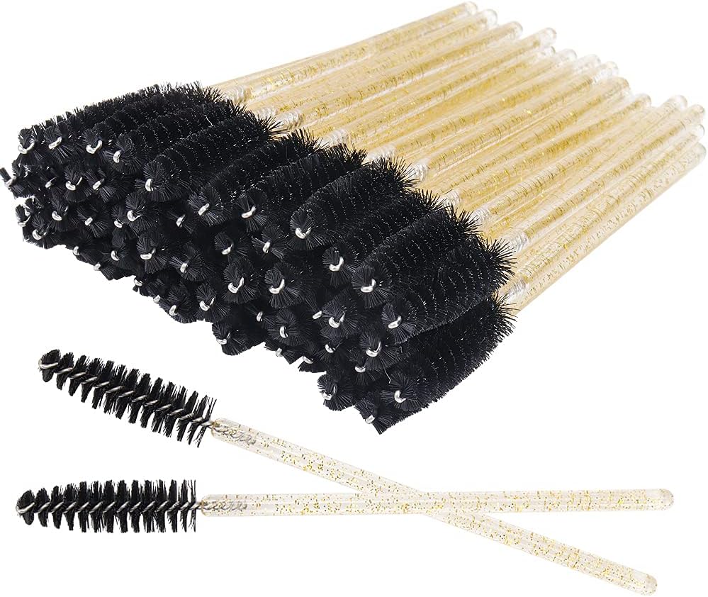 Amazon.com: 300 Pack Glitter Mascara Wands Disposable EyeLash Spoolie Brushes Makeup Applicator ...