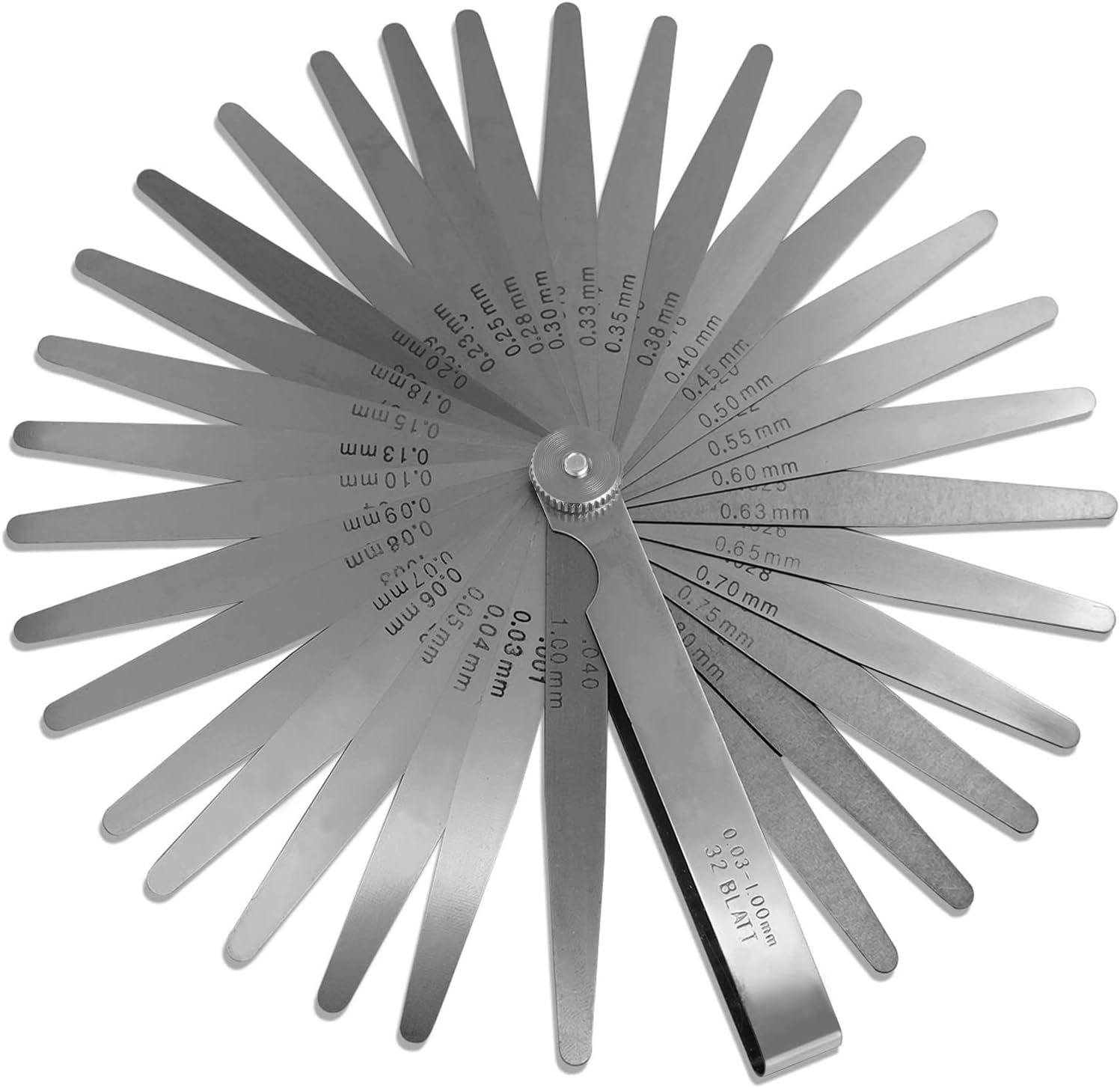 Spurtar 32 Blades Steel Feeler Gauge Measurement Tool for Measuring Gap ...