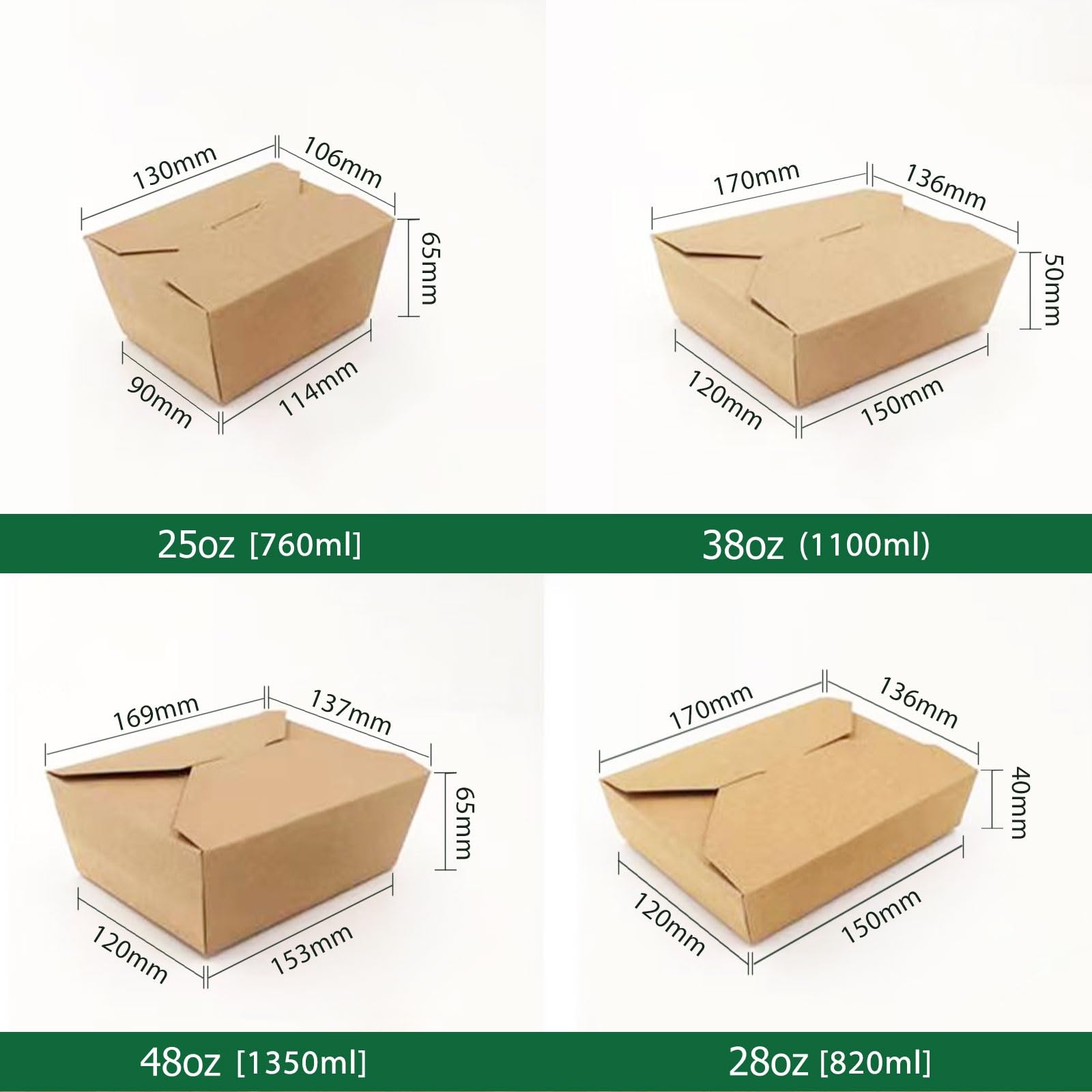 Snapklik.com : MURUOCO,300 PACK, Disposable Kraft Paper To Go Boxes ...