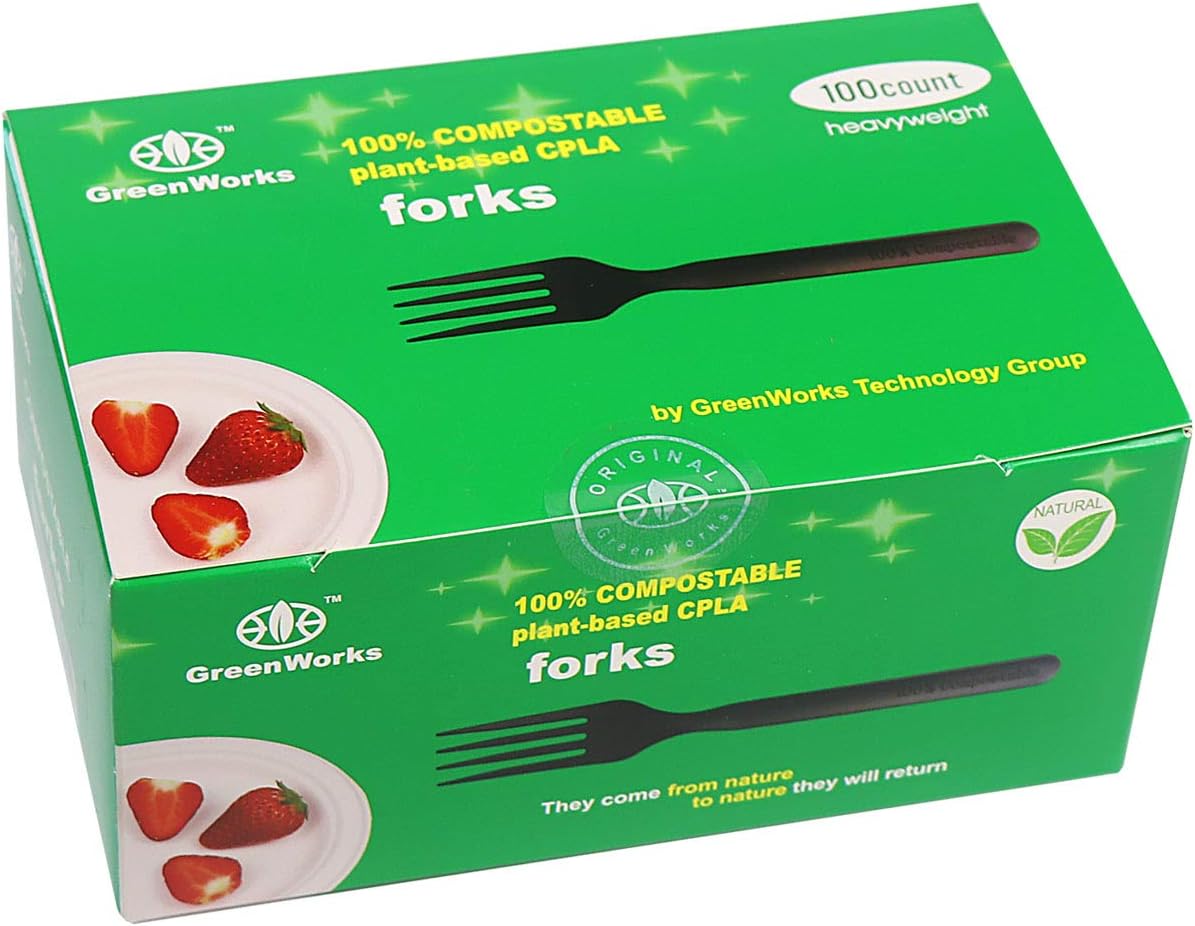 Amazon.com: GreenWorks Compostable CPLA Disposable Forks, 100 Count ...