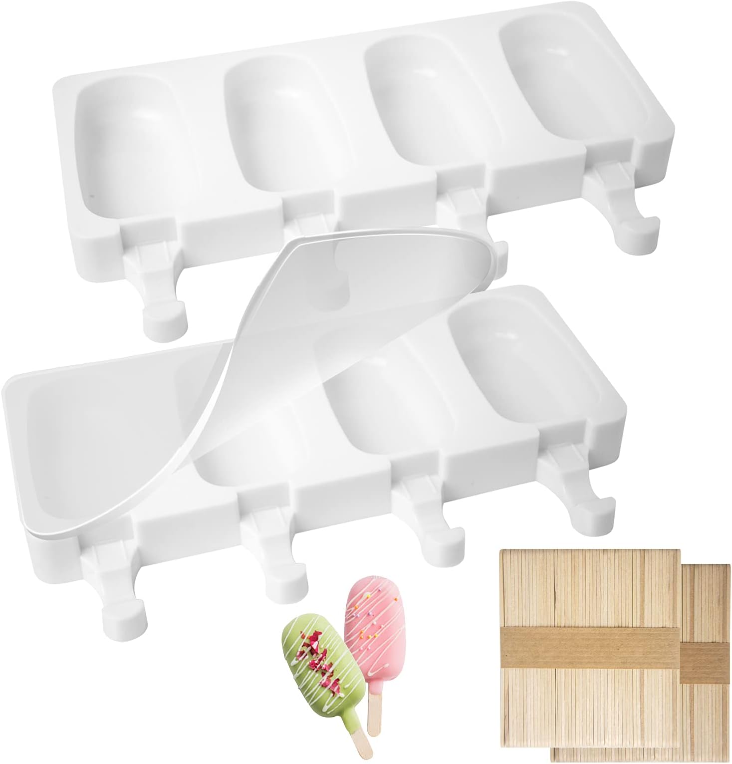 Amazon.com: Big Silicone Popsicle Molds Set Of 2, Ice Cream Palettes ...