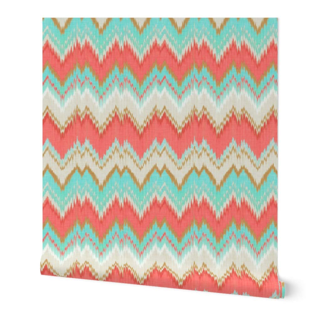 Coral Pink Chevron Wallpaper