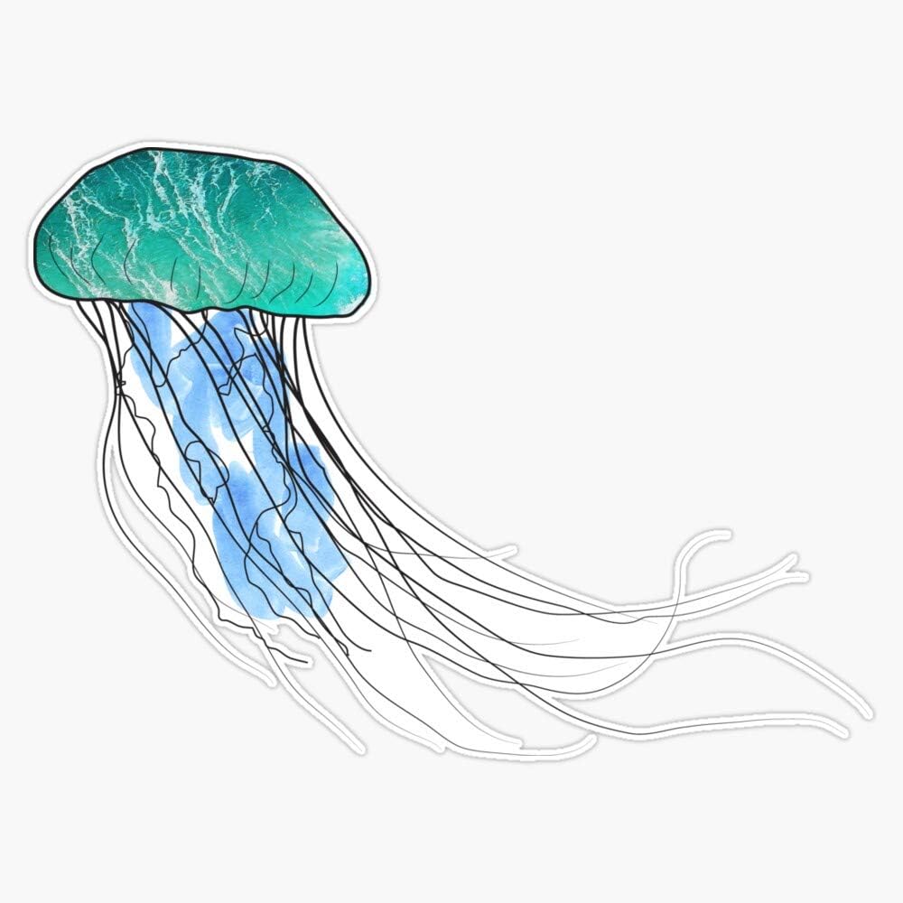 Amazon.com - Offbeat Stickers Jellyfish 3' Sticker Watercolor Blue ...