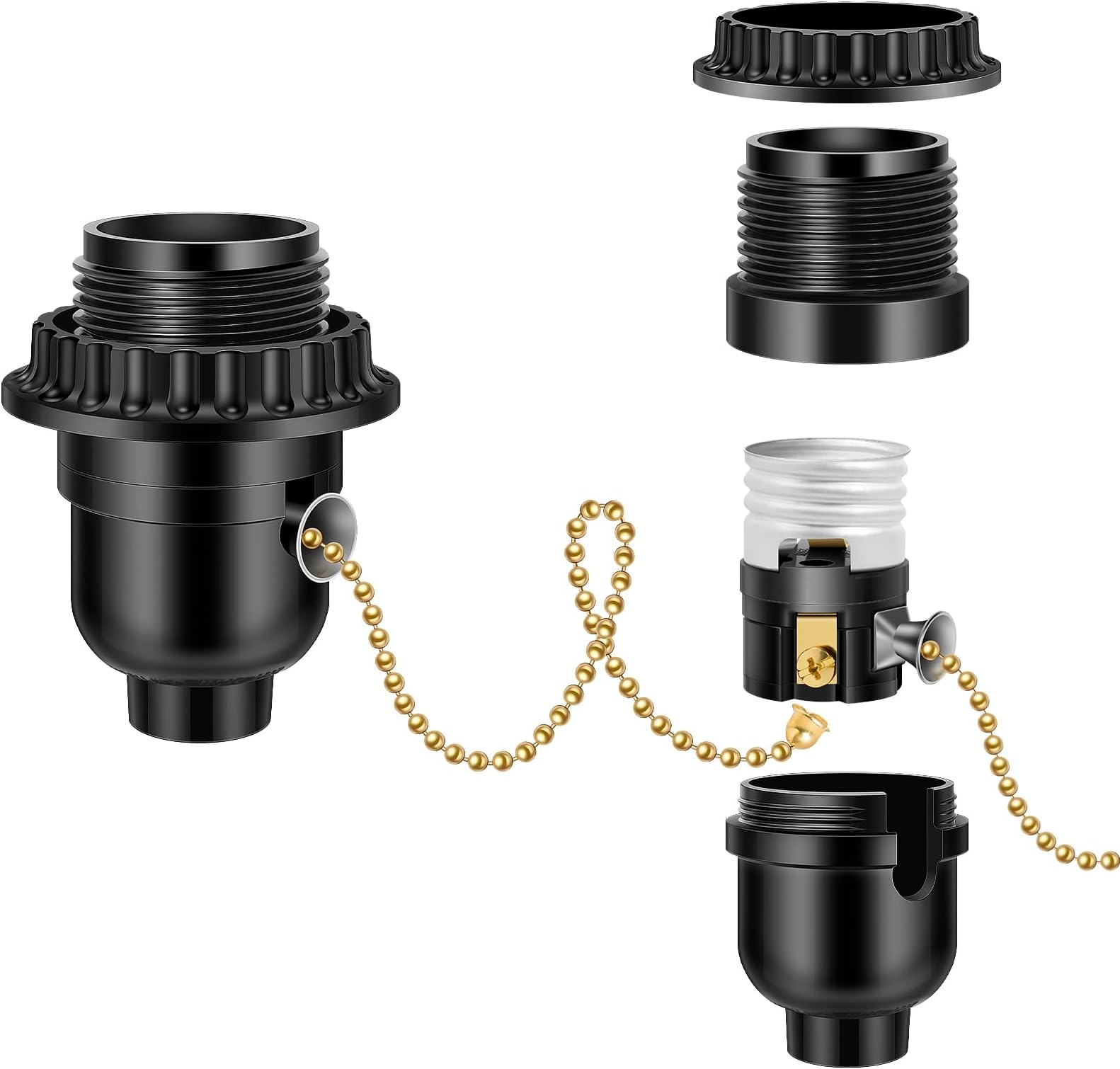 Phenolic Medium Base Light Socket with Pull Chain Switch,3 Pack TWDRTDD ...