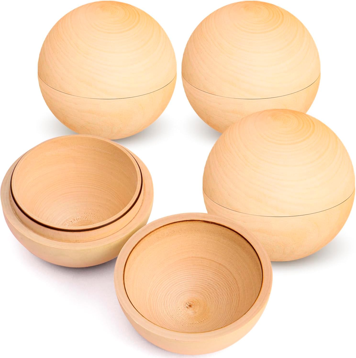 Amazon.com: Set of 4 Unfinished Natural Wood Balls Wooden Spheres 2.8 ...