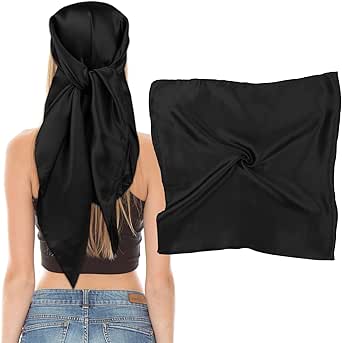 Amazon.com: Bewudy 35" Large Square Satin Head Scarf, Silk Scarf for ...