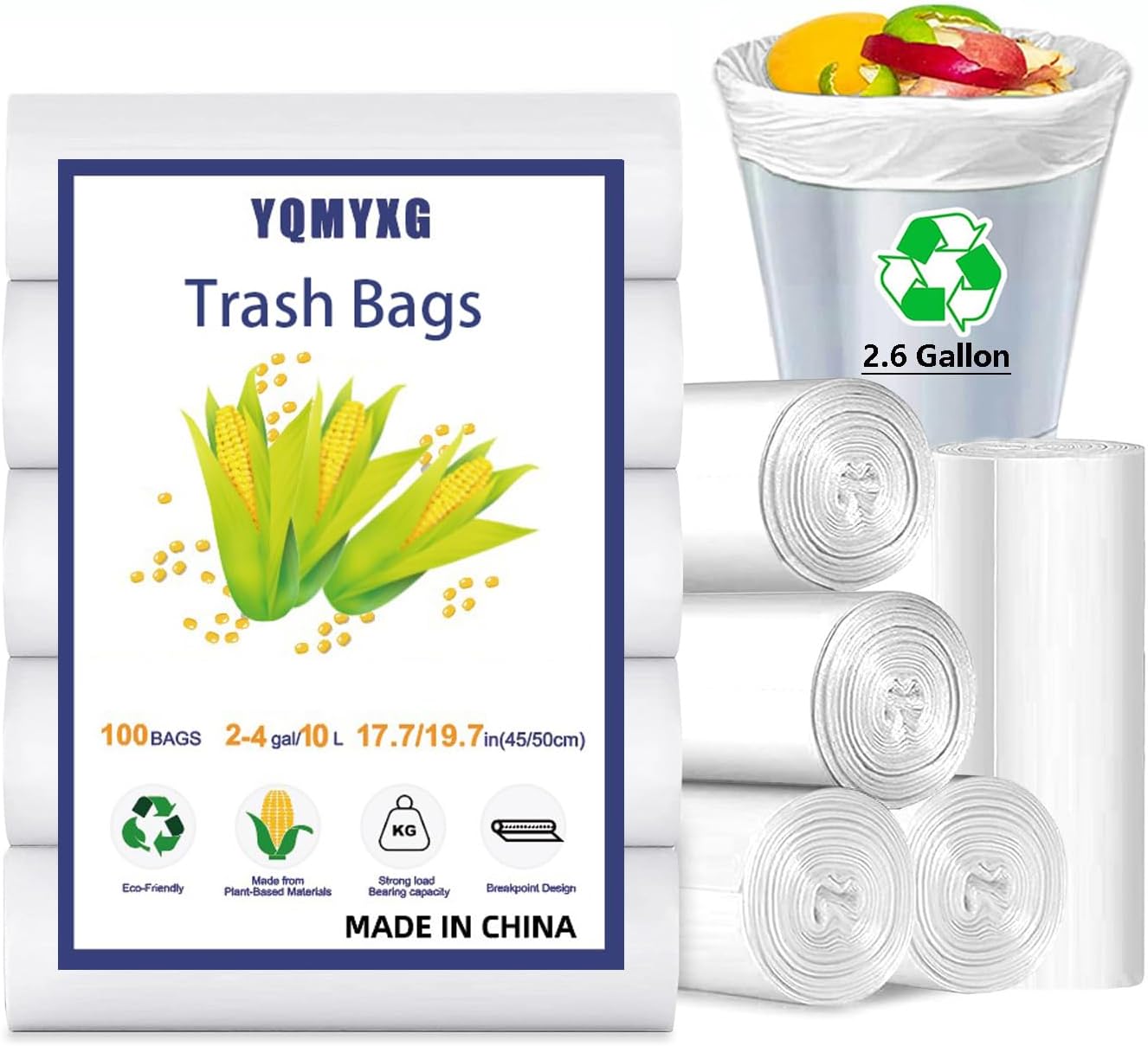 Amazon.com: 100 Counts Small Trash Bags, 2.6 Gallon Small Garbage Bags ...