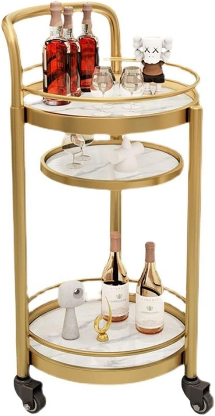Amazon.com - Metal Round Bar Cart Rolling Beverage Cart Mobile Bar ...