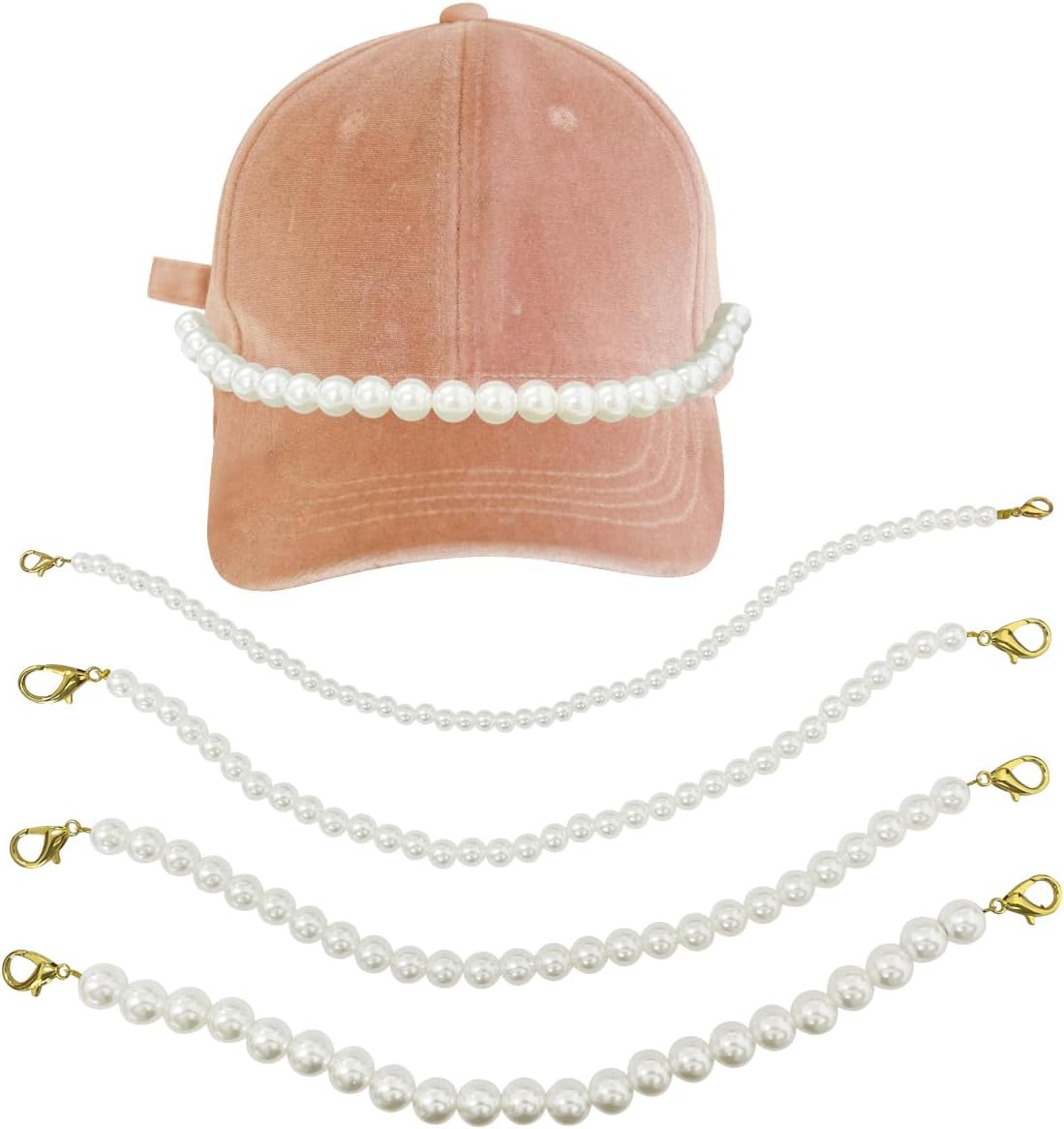 Amazon.com: 4pcs Pearl Trucker Hat Chains，Detachable Chains Bulk ...