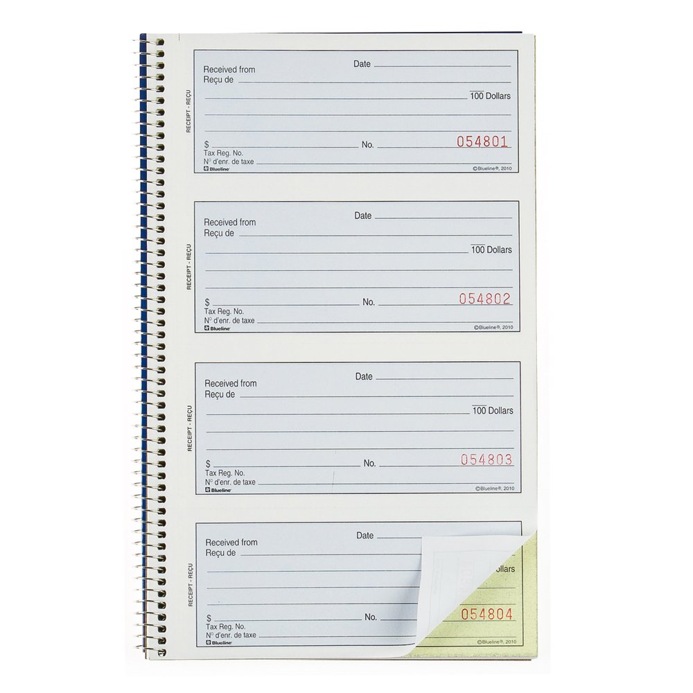 Blueline Receipt Book, 200 Numbered Duplicates, Carbonless, Bilingual ...
