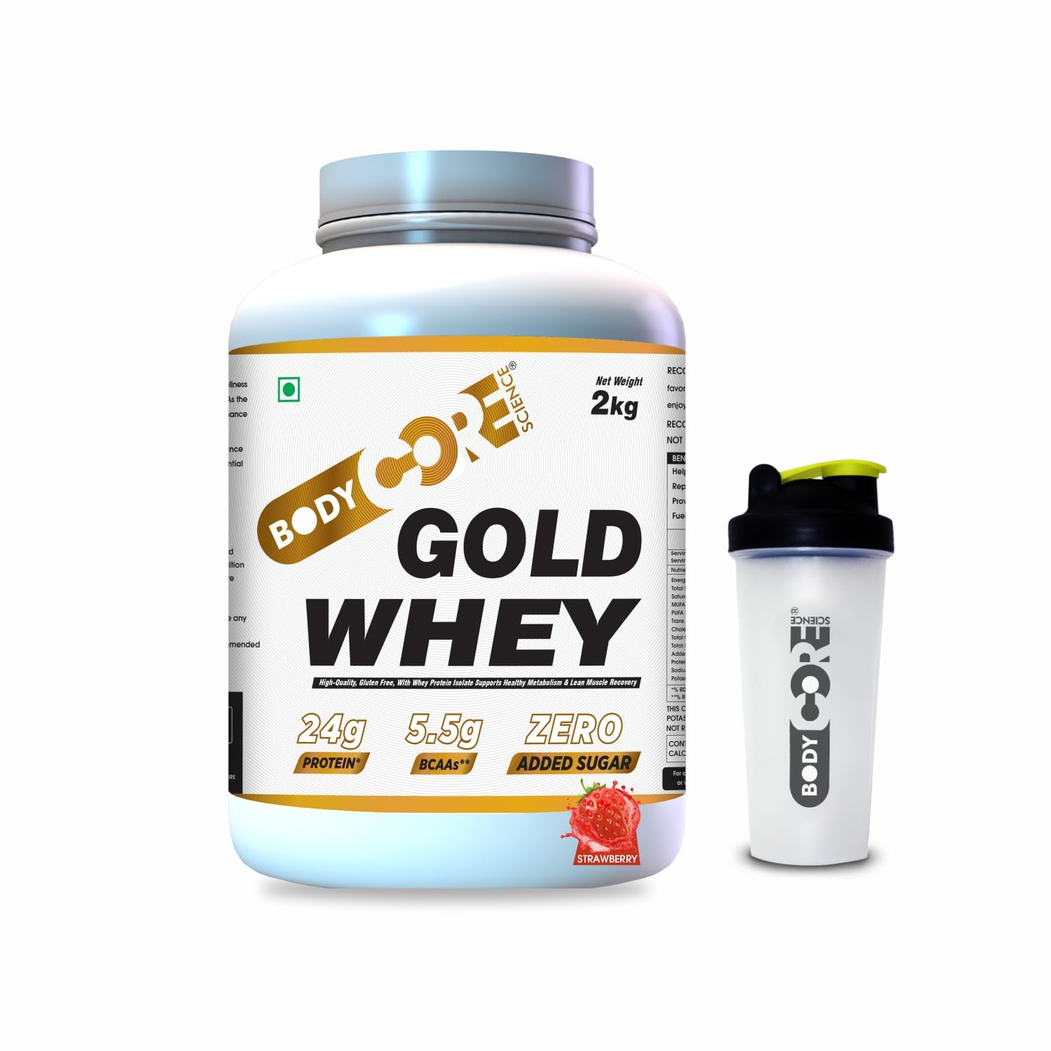 Body Core Science Gold Whey White | Whey Protein |(Strawberry-2Kg) With ...