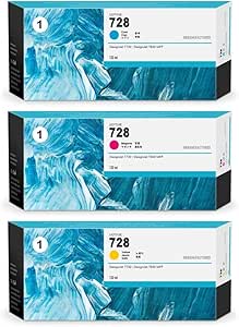 Amazon.com: 728 Ink Cartridge Set 130-ml (3 Pack, Cyan/Magenta/Yellow ...
