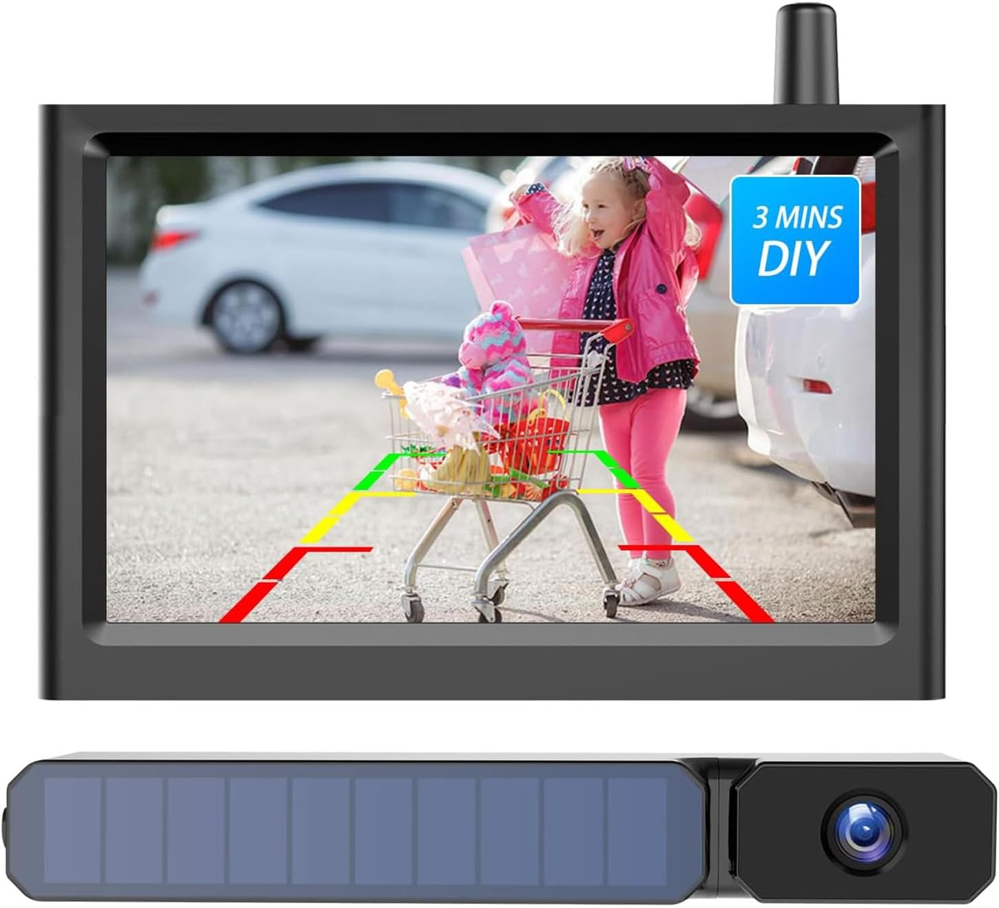 AUTO-VOX Solar Wireless Reversing Camera 5" 1080P Monitor: 5000mAh ...