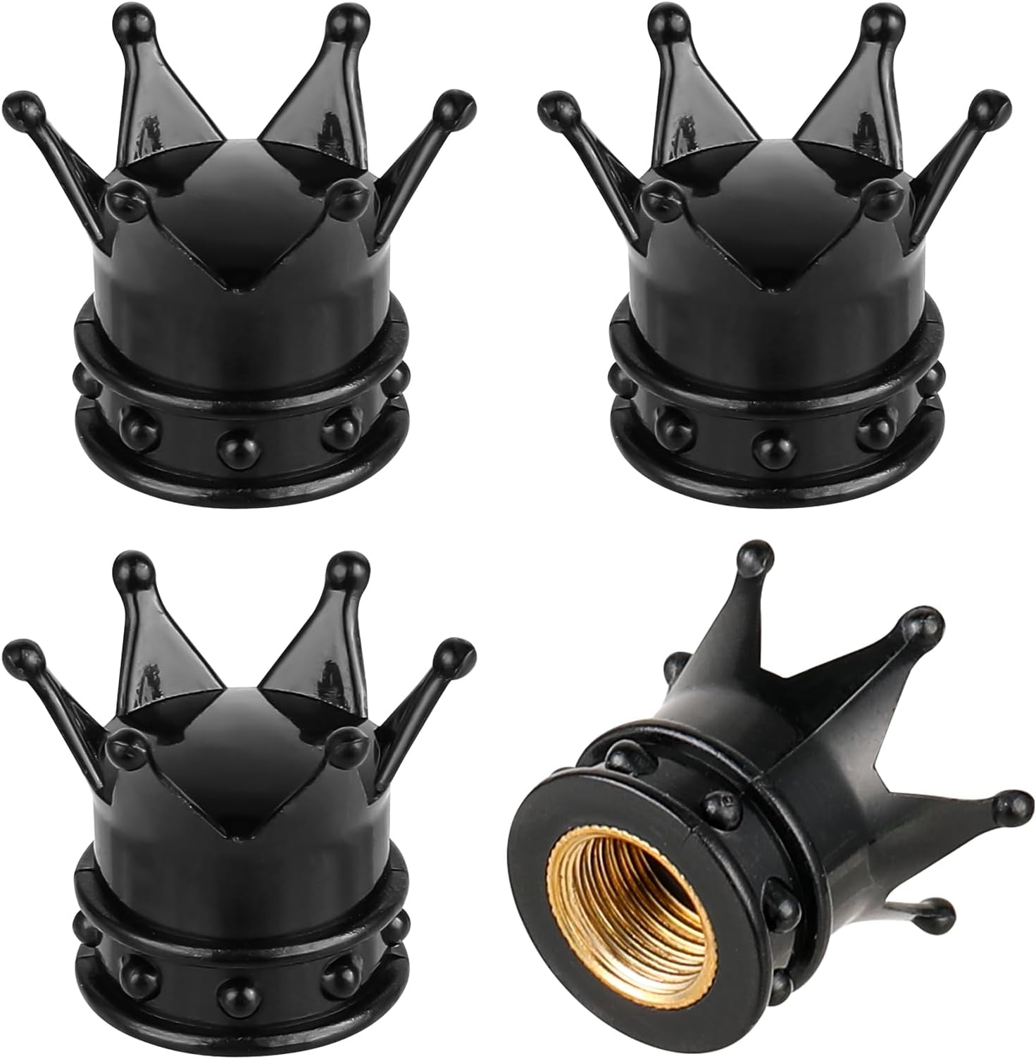 Amazon.com: 4PCS Crown Tire Stem Caps Car Tire Valve Caps-Black Car ...