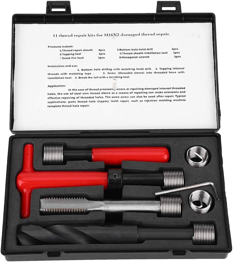Amazon.com: ViaGasaFamido 11PCs M16x2 Thread Repair Kit Stainless Steel ...