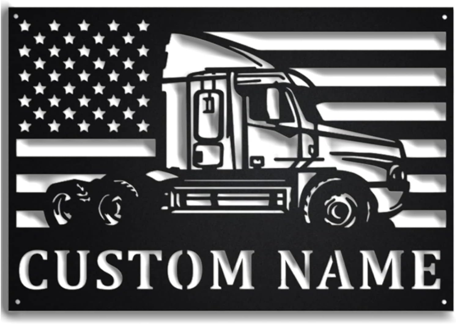 Amazon.com: Nanlili PoroX Custom Us Flag Semi Truck Metal Wall Art ...