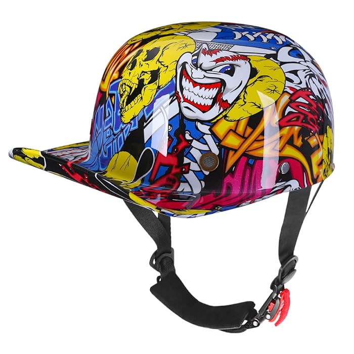 Buy Woljay Vintage Retro Open Face Motorcycle Helmet Baseball Cap Half ...
