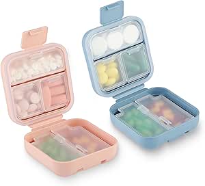 WLLHYF 2PCS Daily Pill Organizer Portable Travel Pill Case Small Pill ...