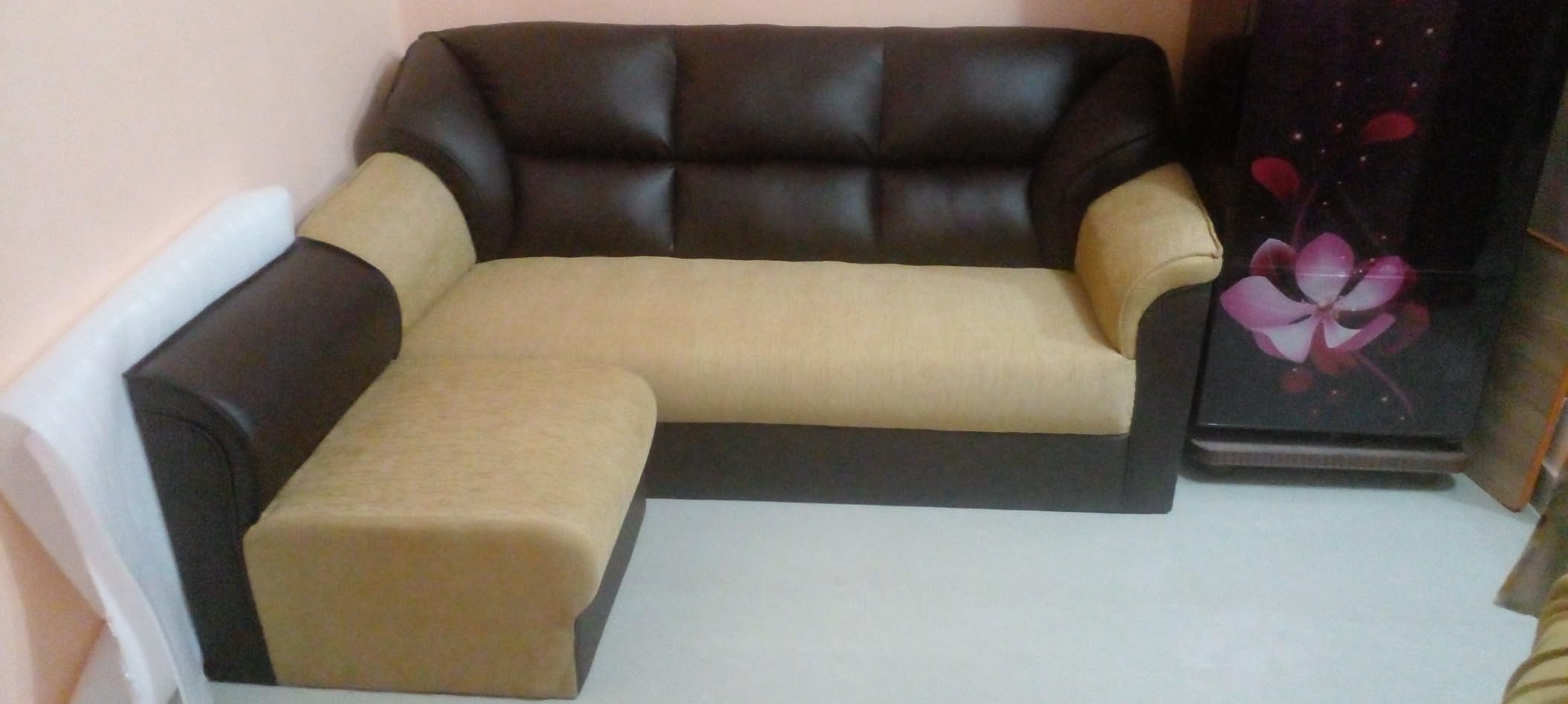 WESTIDO Leatherette 4 Seater Sofa (Finish Color - Cream Brown, DIY(Do-It-Yourself)) | 1 Year ...