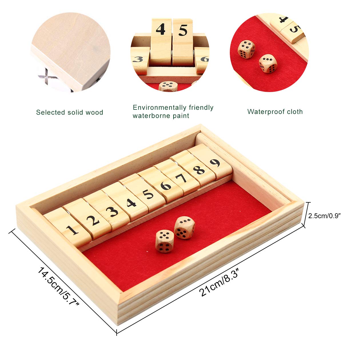 Snapklik.com : Bouti1583 Shut The Box Game, Double-Sided Classic 9 ...