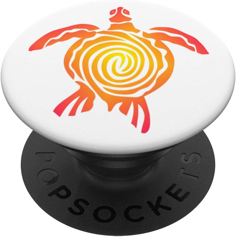 Amazon.com: Spiral Sea Turtle in Orange & Yellow on White PopSockets ...
