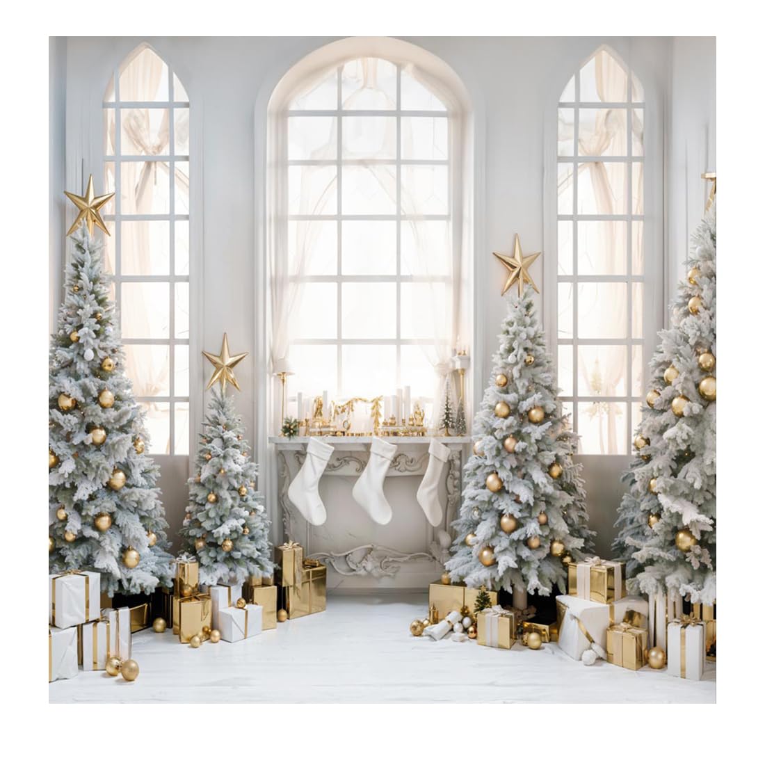 Amazon.com : Kate 8x8ft White Indoor Christmas Trees Magic Star Photo ...