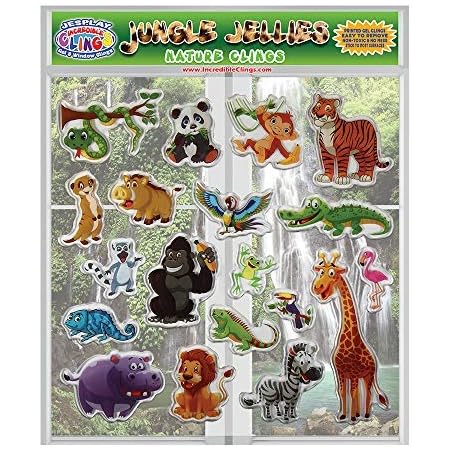 Amazon.com: Jungle Animal Gel Window Clings for Kids - Window Stickers ...