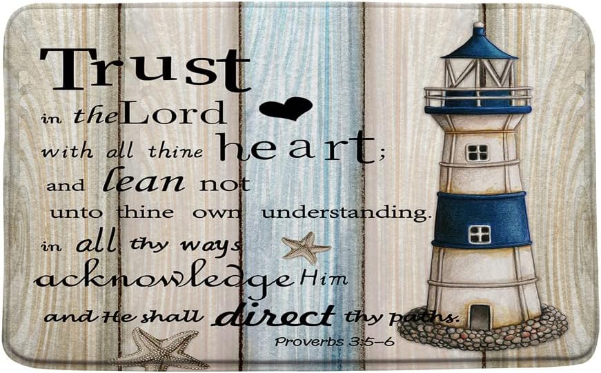 Amazon.com: Vintage Lighthouse Kitchen Rug Watercolor Landscape of ...