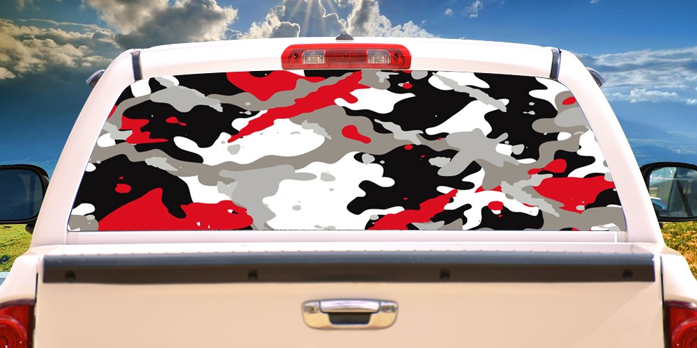 Amazon.com: SignMission RED CAMO Rear Window Graphic Truck View Thru ...
