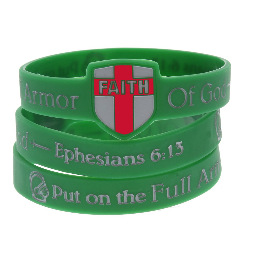 Amazon.com: 12 Holy Armor Of God Silicone Bracelets with Shield (Pkg of ...