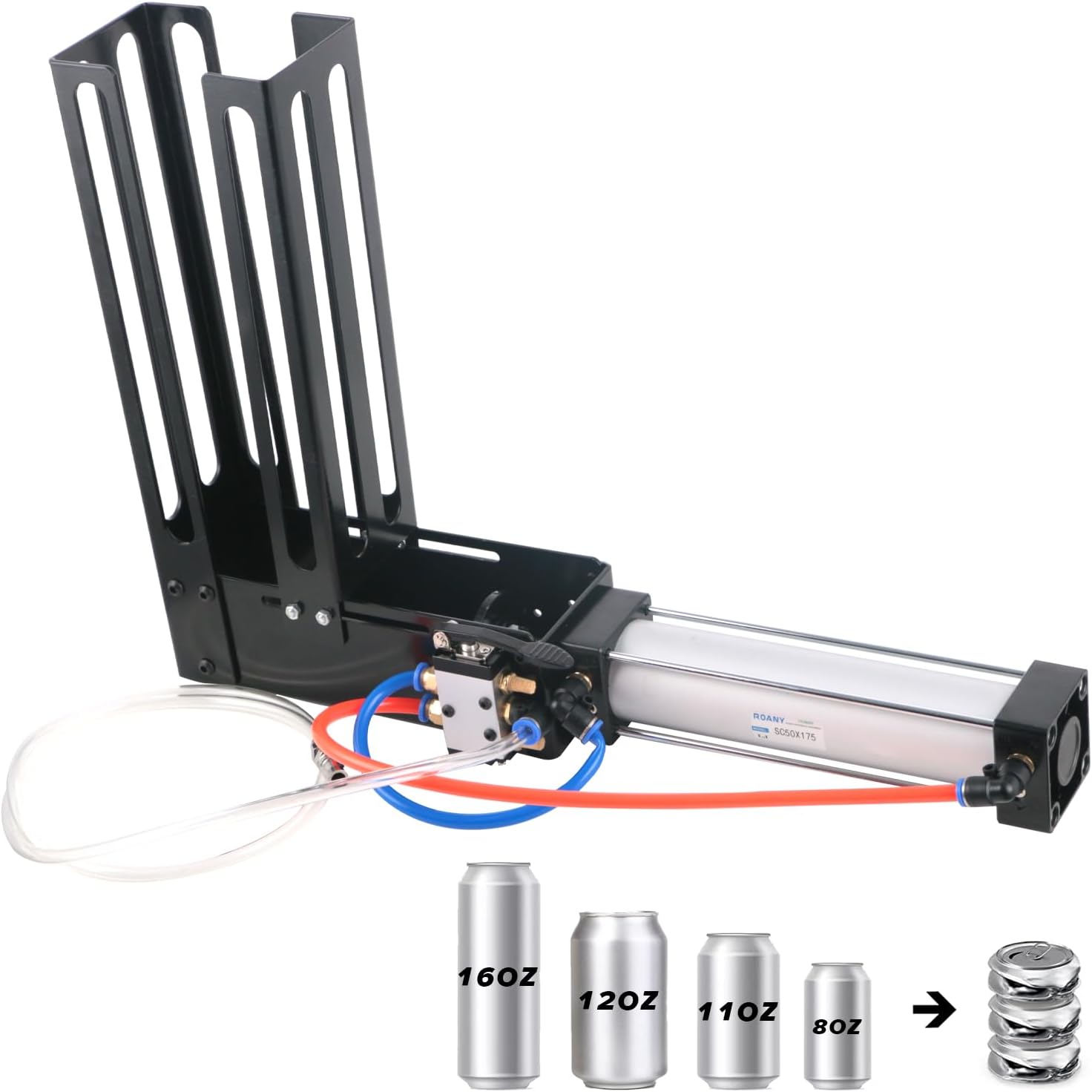 Amazon.com: Pneumatic Can Crusher with Hopper, Automatic Can Crusher ...