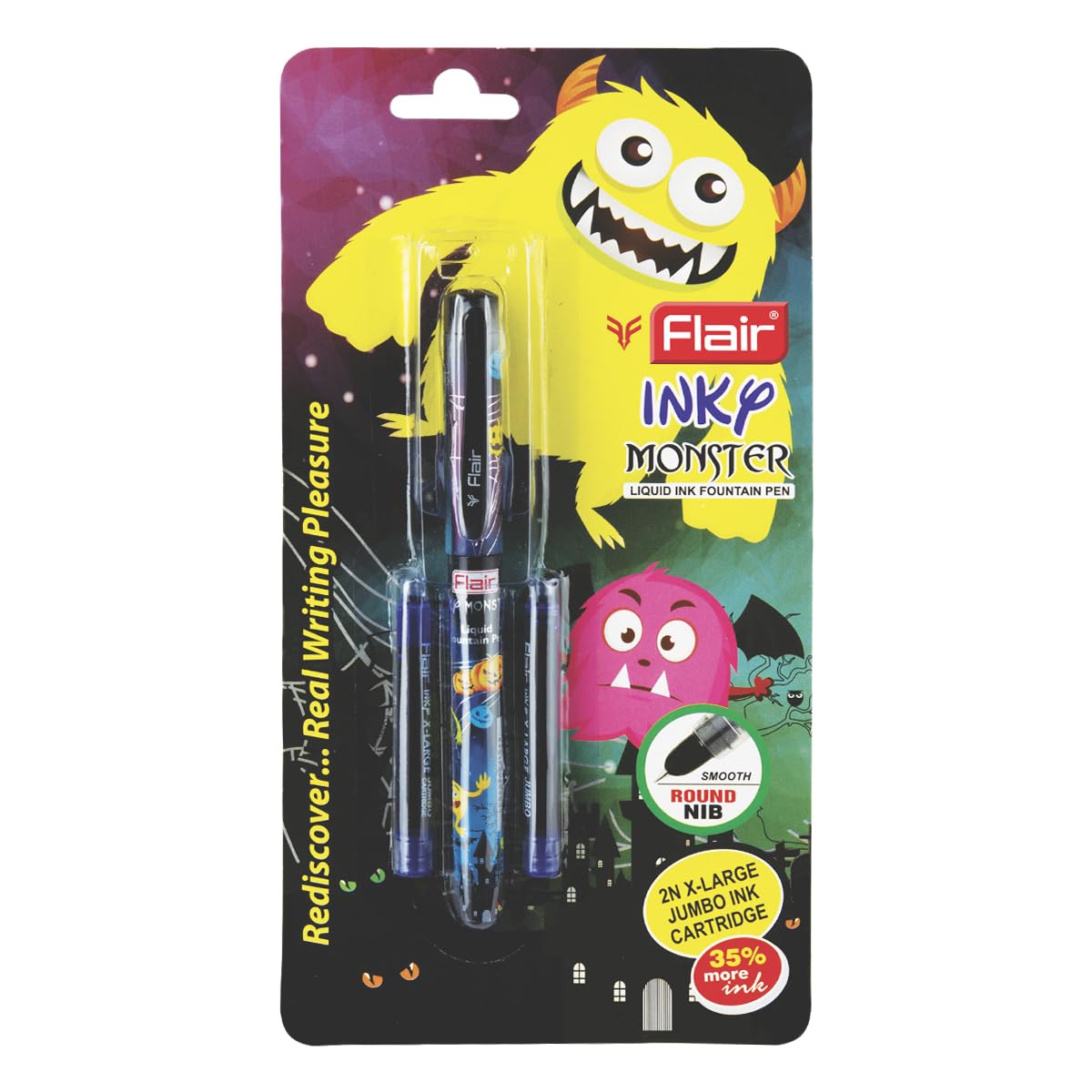 FLAIR Inky Series Monster Liquid Ink Fountain Pen Blister Pack ...