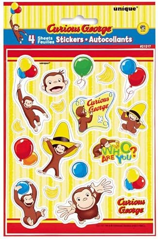 Amazon.com: Curious George Stickers 4 Sheets : Toys & Games