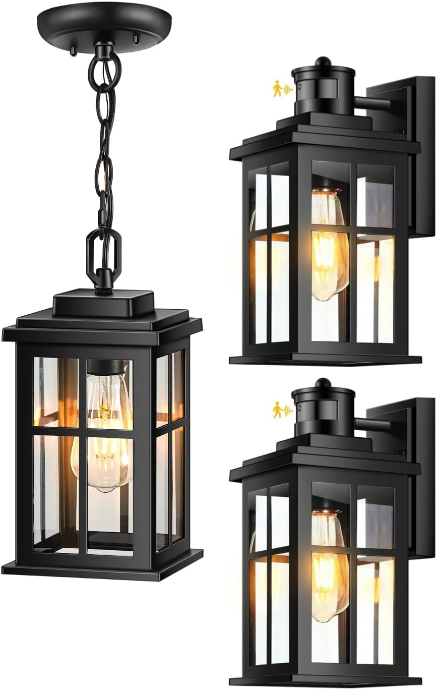 OPAXIS Motion Sensor Outdoor Lights, 2 Pack Outdoor Light Fixture Dusk ...