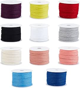 OLYCRAFT 11pcs 55m Flat Drawstring Cord Drawstring Cotton Draw Cord ...
